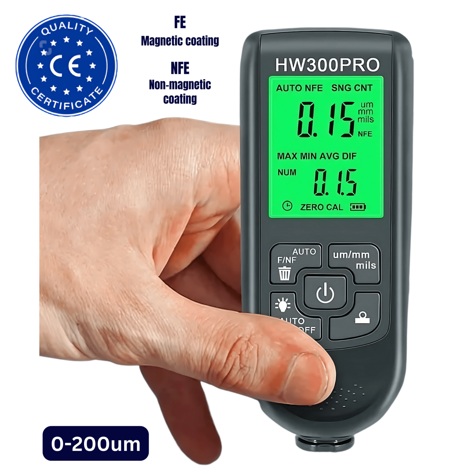 HW300 PRO Digital Paint Thickness Gauge Tester - onyxengineerings